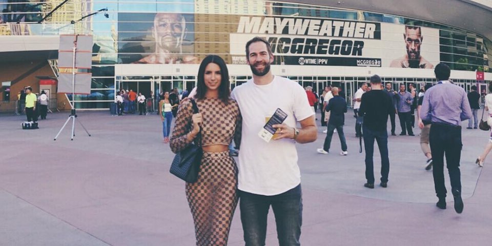 Daniel Winnik and wife Taylor attend Floyd Mayweather vs Conor McGregor ...