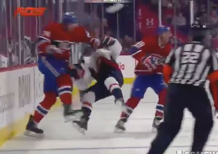 Nate Schmidt Gets Elbowed Violently in the Head by Jarred Tinordi (GIF)