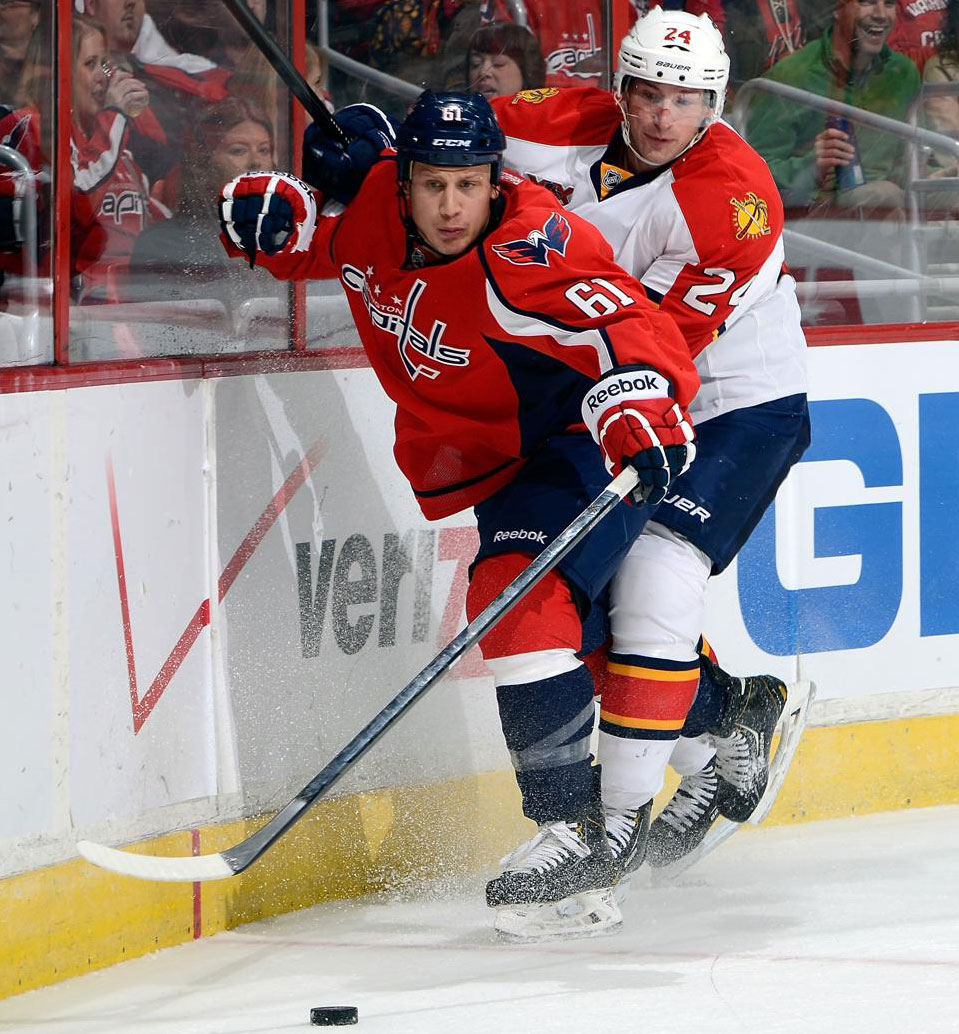 Wheeee! Steve Oleksy Hip Checks Krys Barch (GIF)