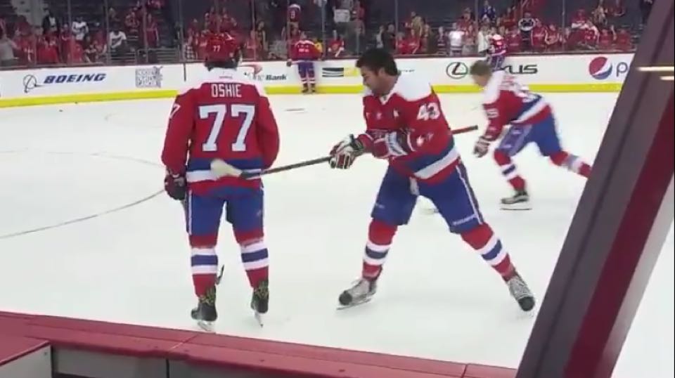 Tom Wilson gives TJ Oshie three butt slashes for the price of one