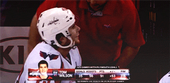 Tom Wilson Loses a Skate Blade, Hobbles Back to Bench (GIF)