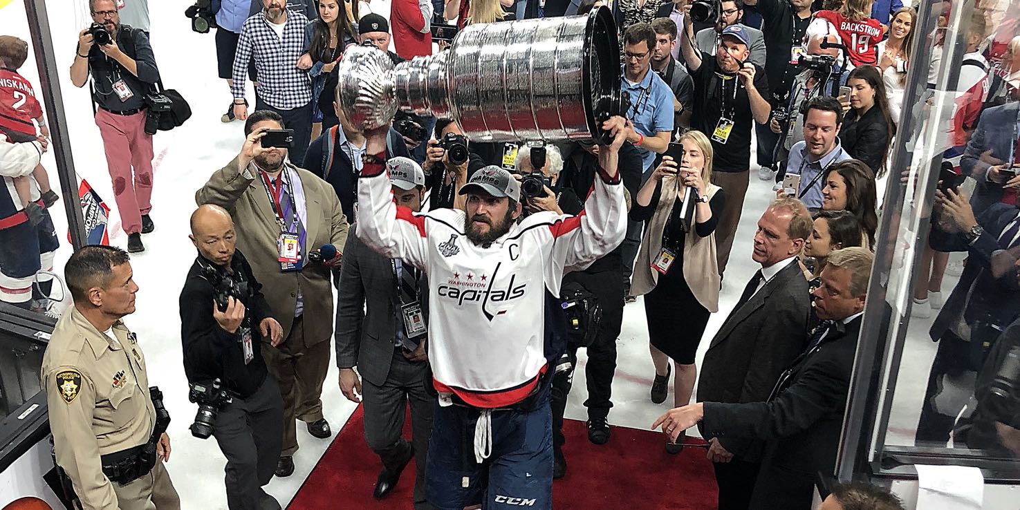 This perfect photo captures Alex Ovechkin leaving the T-Mobile Arena ...