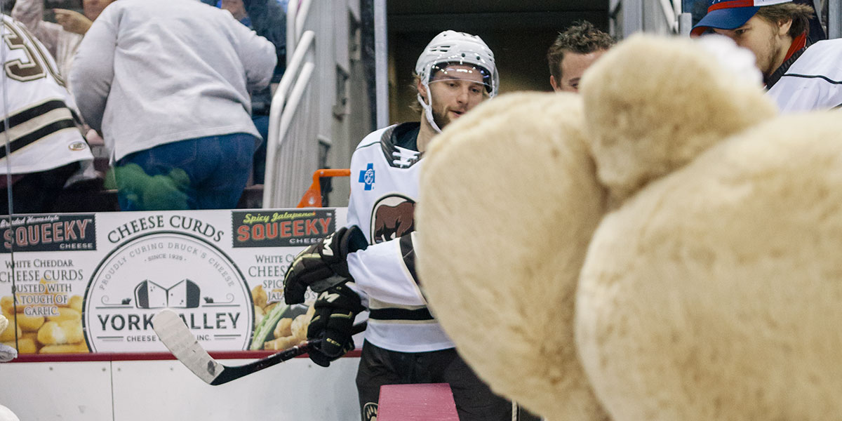 Nathan Walker brought his giant teddy bear to Teddy Bear Toss Night and ...