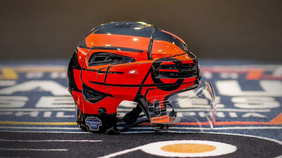 The Pittsburgh Penguins’ and Philadelphia Flyers’ helmets for the ...
