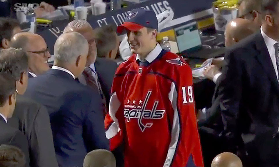 Capitals trade up into third round and select forward Aliaksei Protas