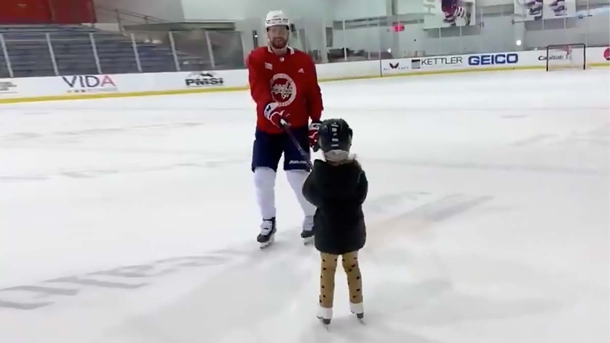 Evgeny Kuznetsov skates with daughter Ecenia after Capitals ...