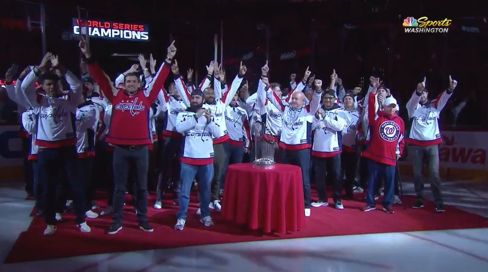 Capitals take team photo with World Series champion Nationals after ...