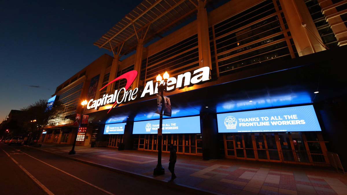 Capital One Arena lights up blue to honor frontline workers as part of ...