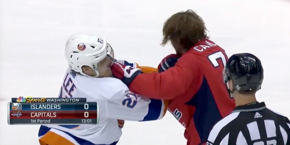 John Carlson drops gloves after Anders Lee nails Nicklas Backstrom with ...