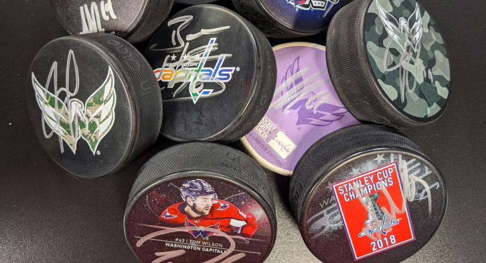 The Caps will be selling warm-up pucks from every home game this season