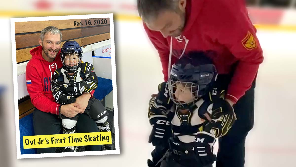 Alex Ovechkin takes son Sergei skating for the first time and it’s adorable