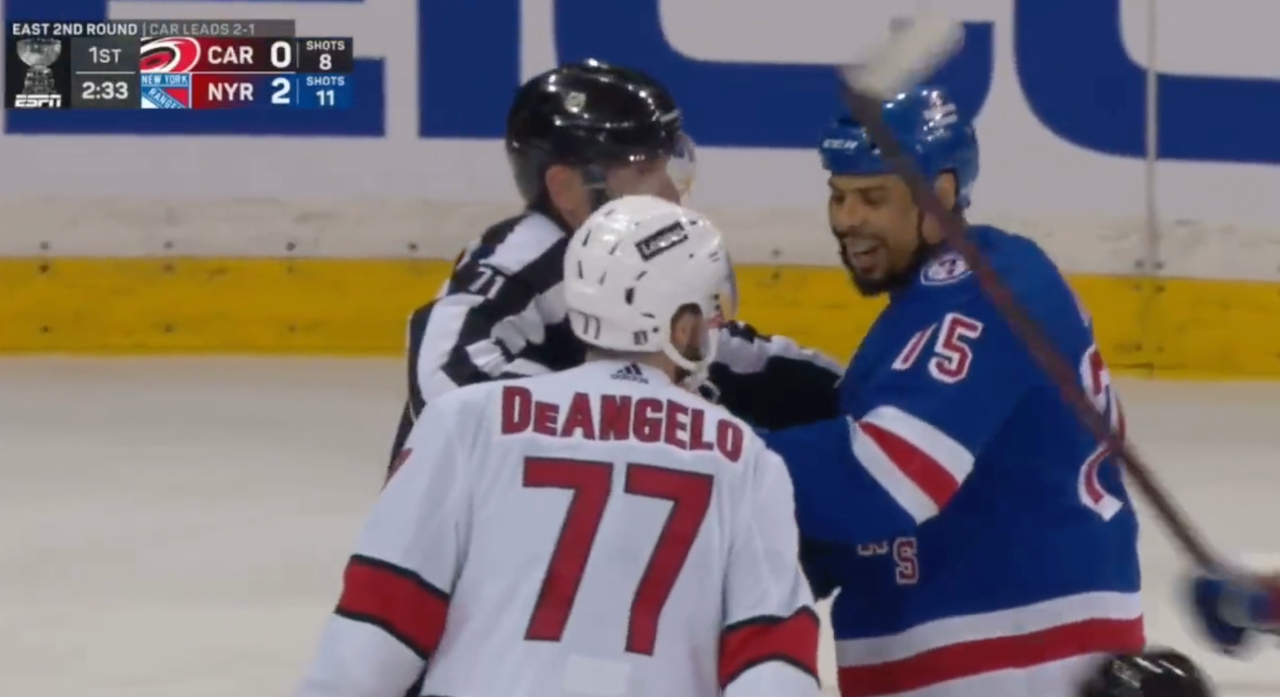 Ryan Reaves trolls Tony DeAngelo, makes him very angry, and then laughs ...