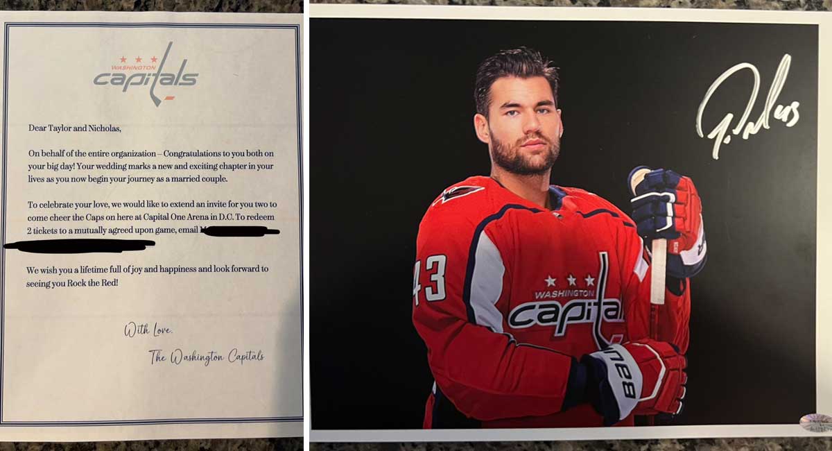 Capitals give free tickets and signed Tom Wilson photo to couple after ...