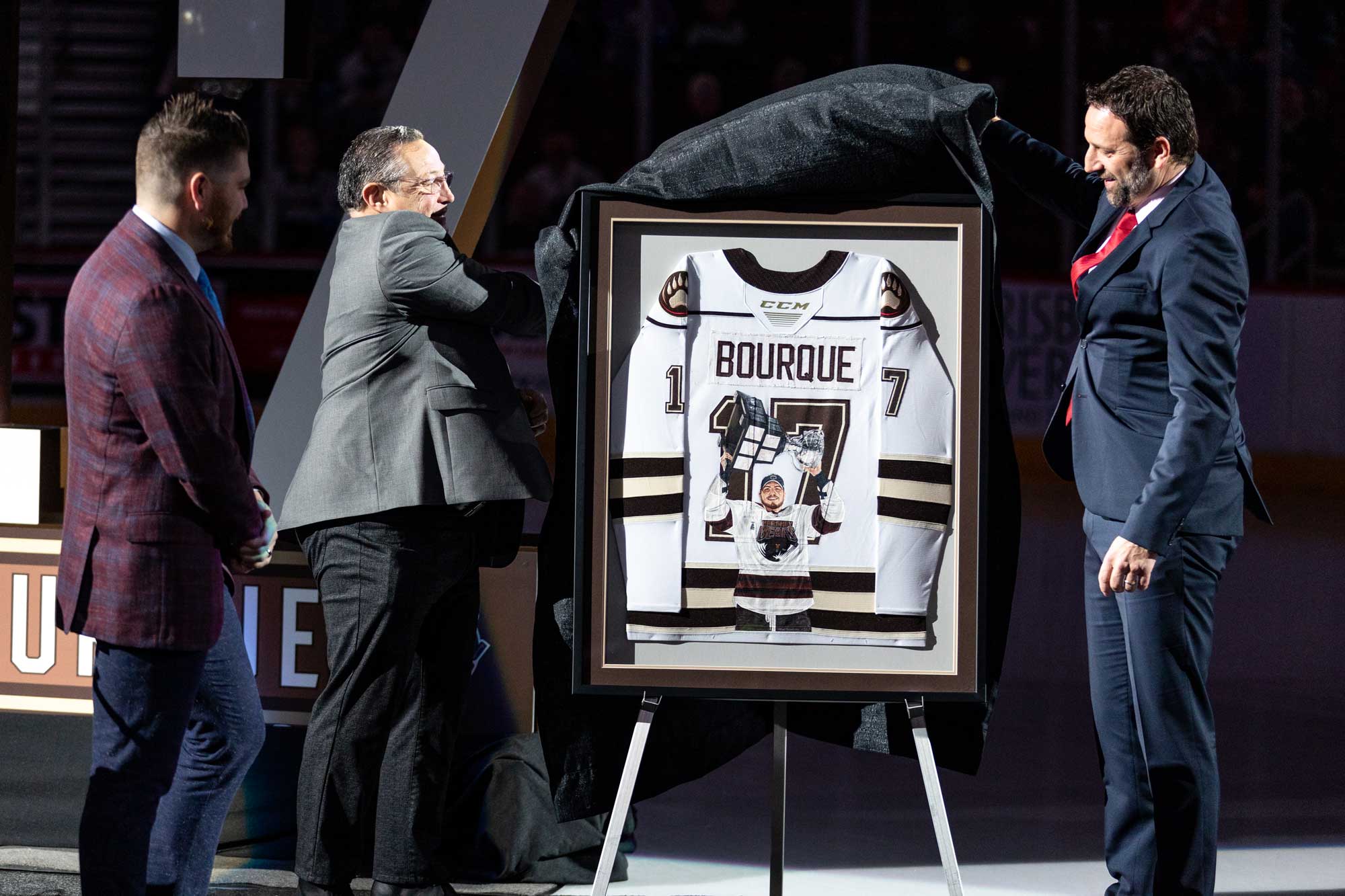 Chris Bourque’s jersey retirement with Hershey Bears included shoutouts from Jay Beagle and ...