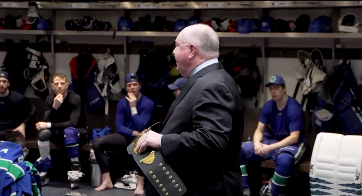 Bruce Boudreau adds Vancouver Canucks’ championship wrestling belt to ...