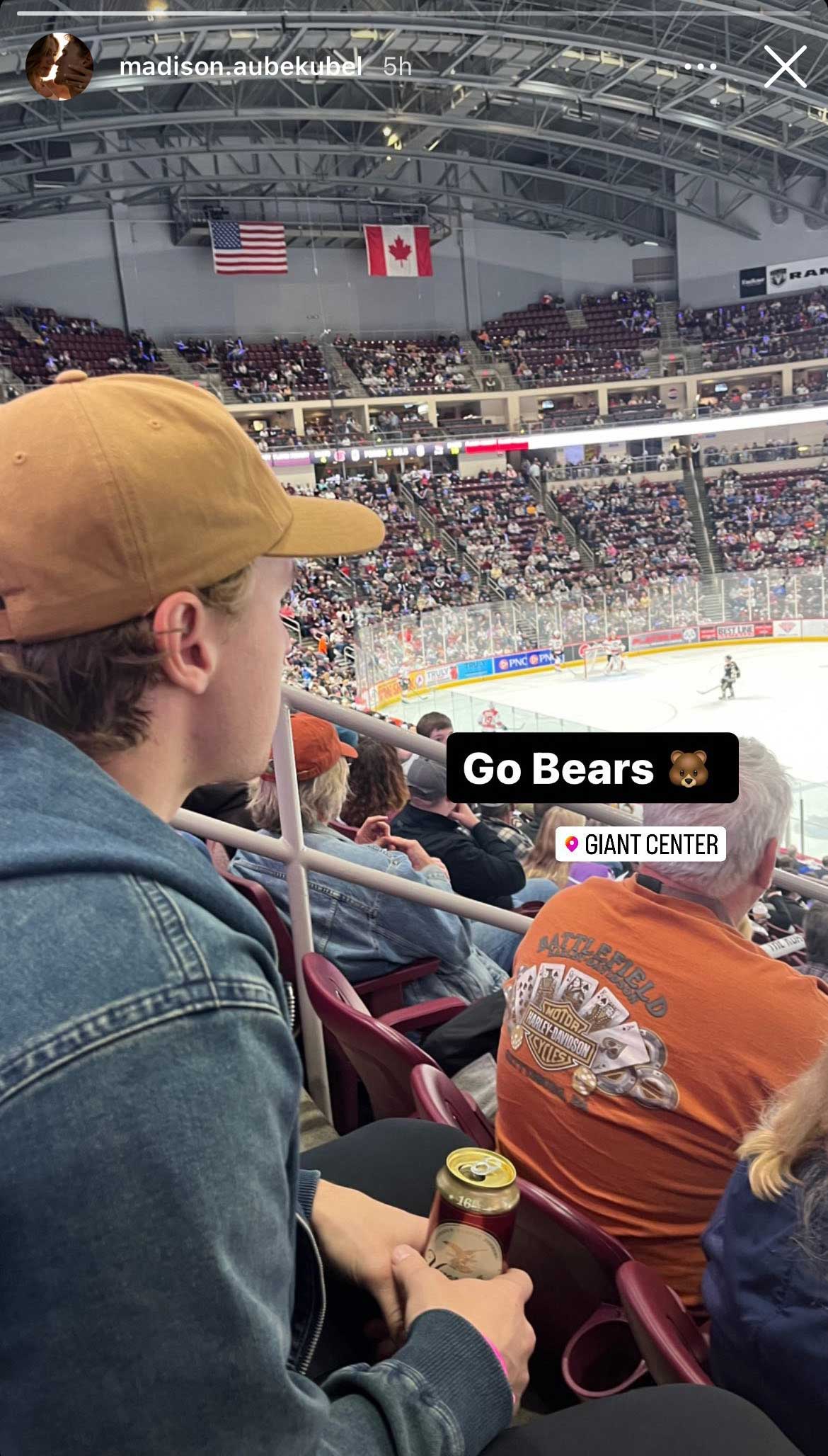 Nicolas Aube-Kubel attends Hershey Bears playoffs game, buys ticket ...