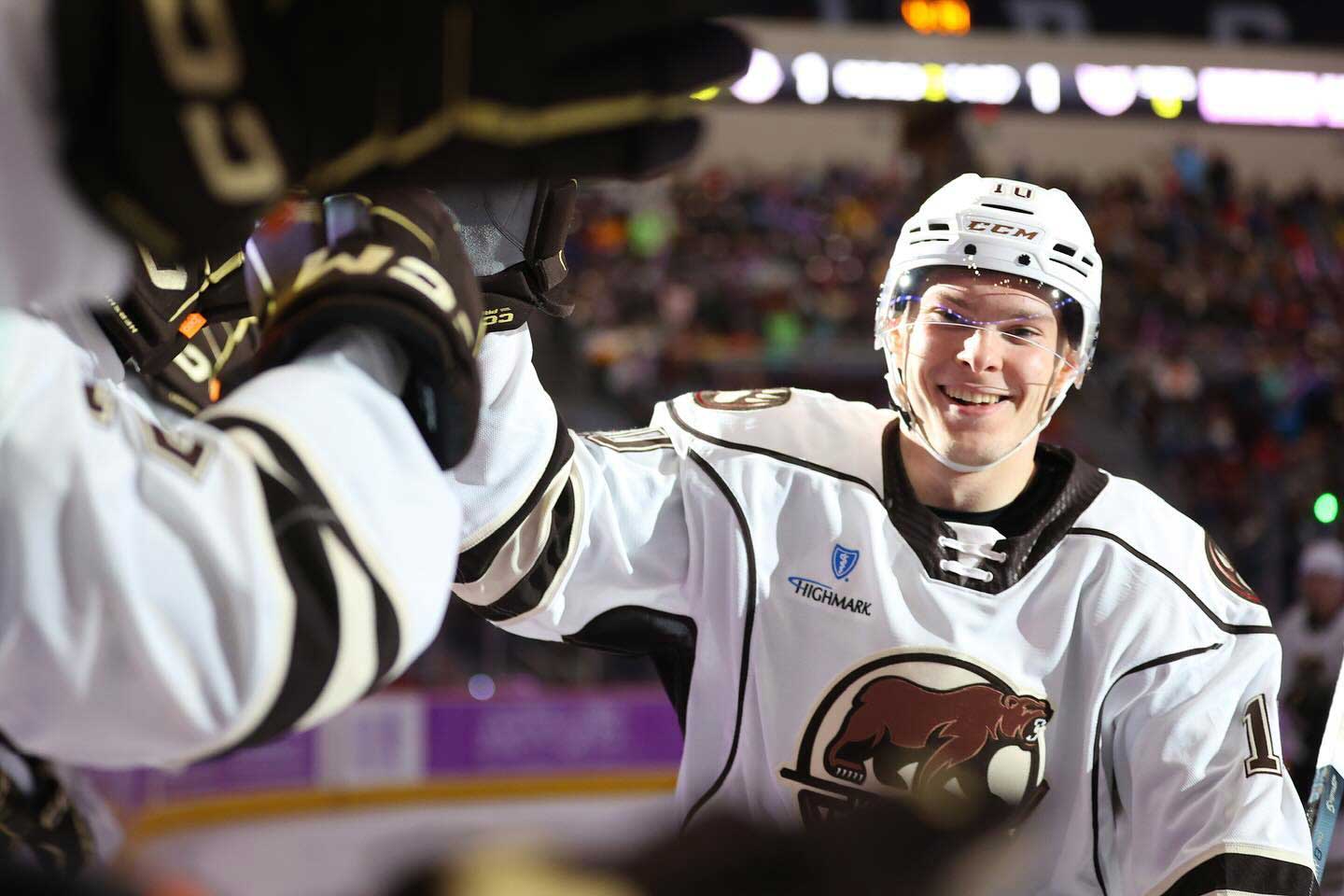 Ivan Miroshnichenko scores on Hockey Fights Cancer Night a year after ...