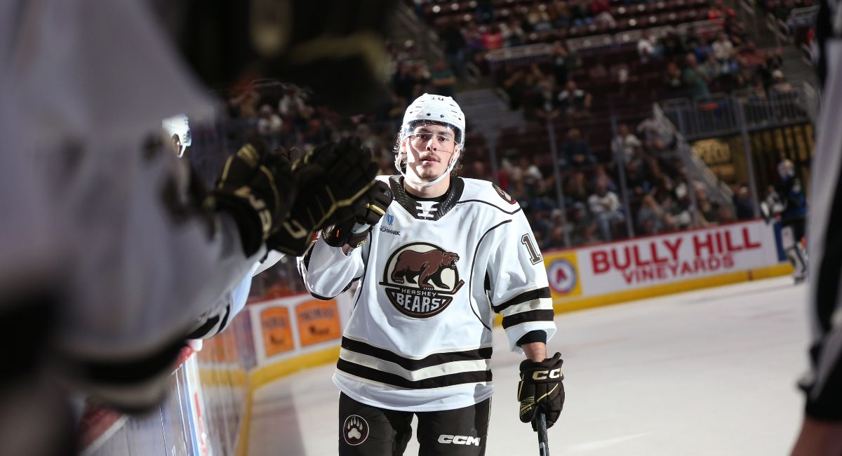 Pierrick Dube ties for AHL league lead in goals in Bears 4-3 win