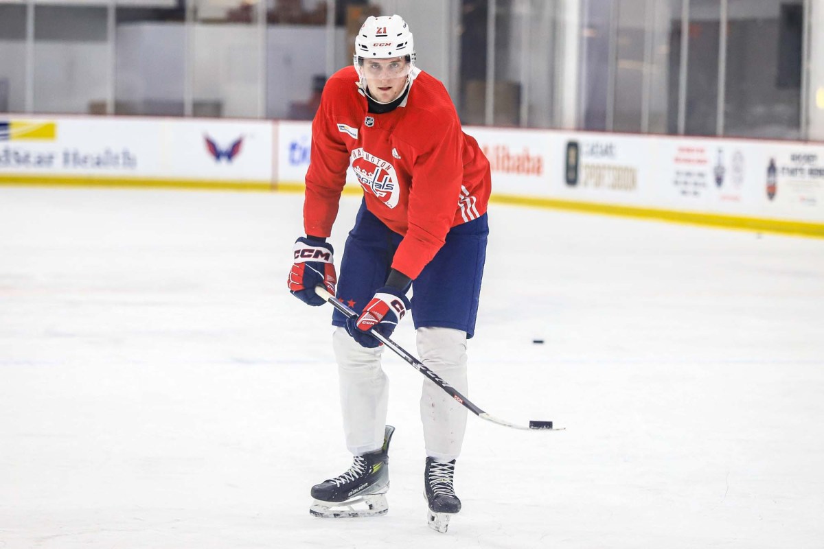 TJ Oshie and Aliaksei Protas both practice making Spencer Carbery ...